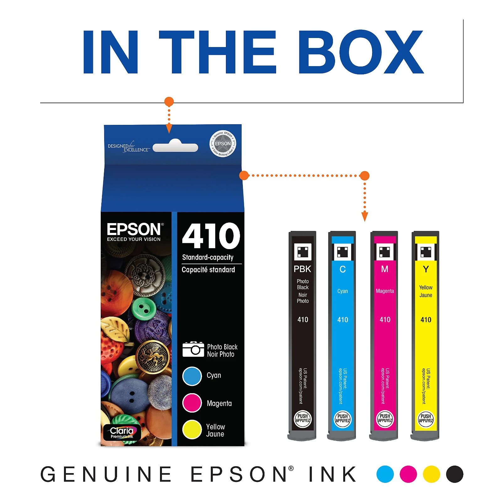 Original Genuine Epson 410 Ink Cartridge Black Cyan Magenta Yellow T410 ...