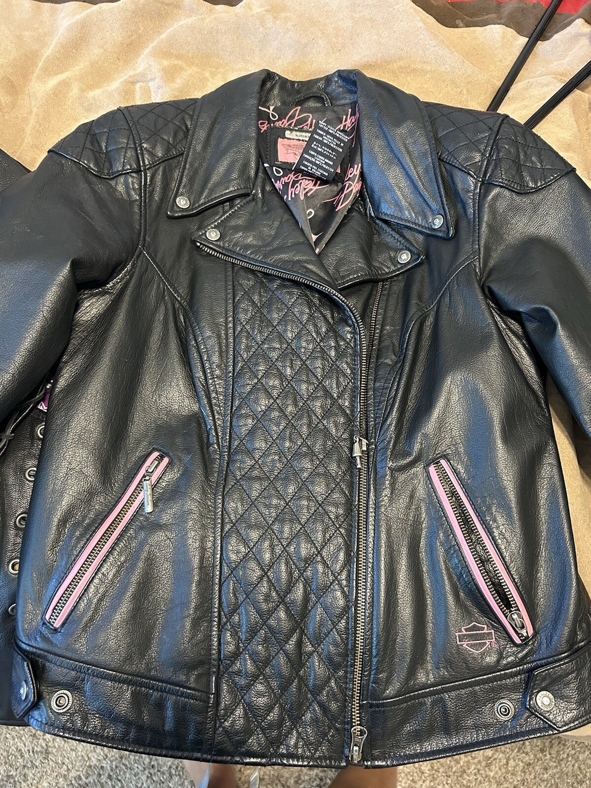 Harley Davidson Pink Label Leather Jacket Swarovski C… - Gem