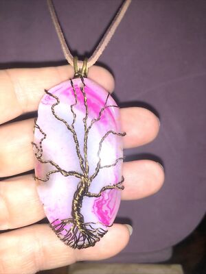 Pendant Artisan Wire wrapped Handmade Pink Tree Of Life Bronze JMes ...