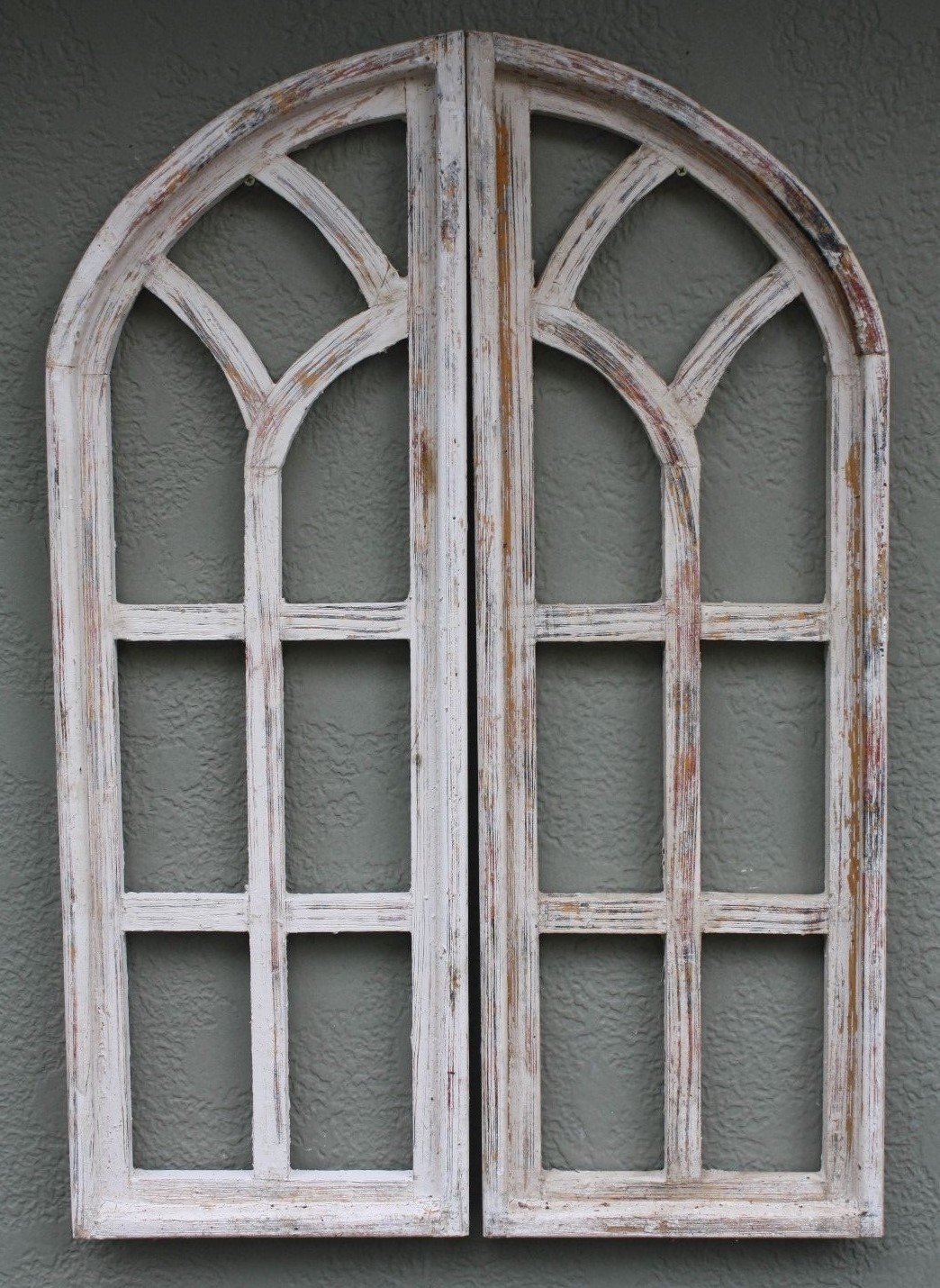 2 Wooden Antique Style Church WINDOW Frame Shutters Wood Gothic 36" Shabby | eBay
