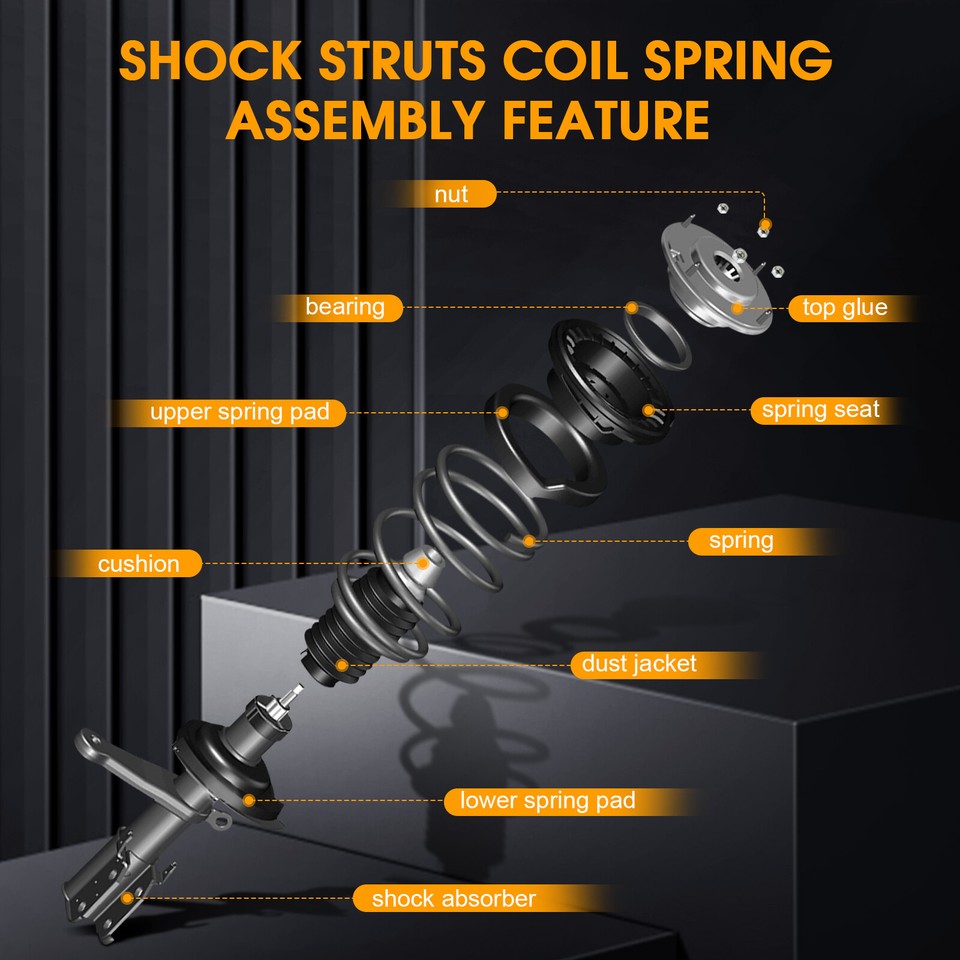 For 2006-2011 Hyundai Accent Kia Rio 1.6L Rear Pair Gas Shocks Struts ...