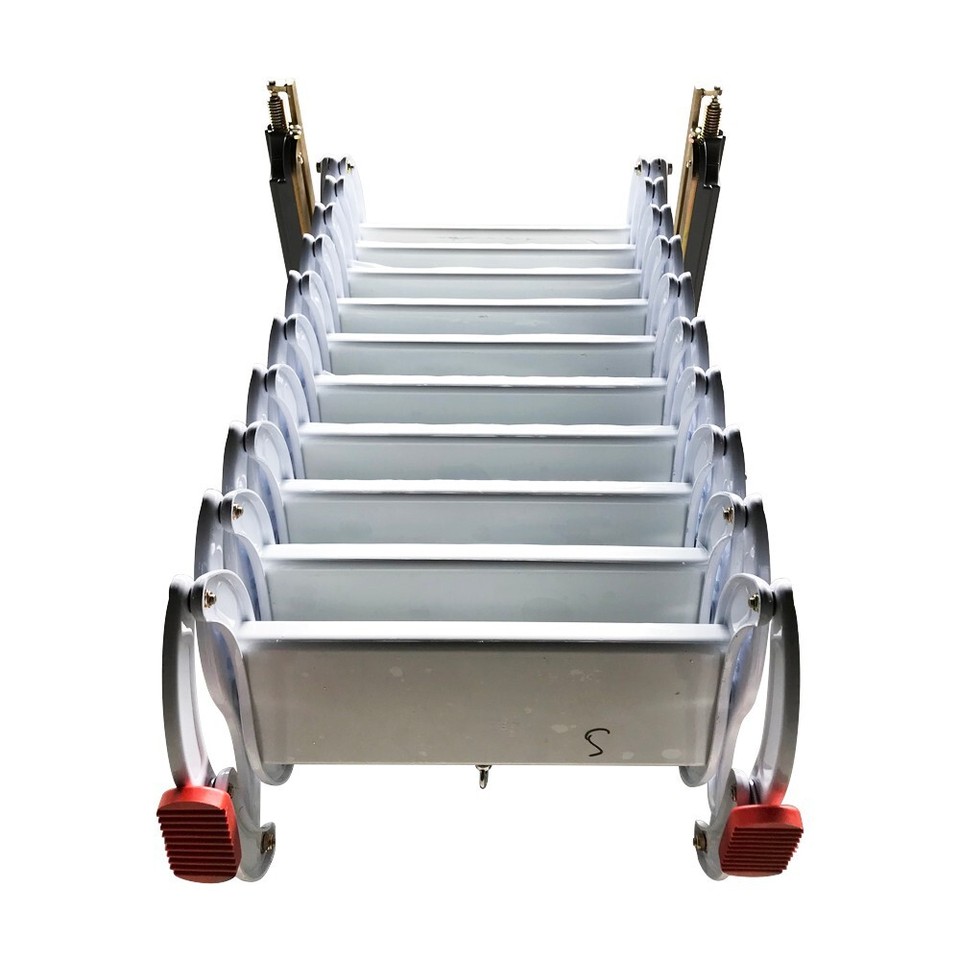 10+2 Steps 8.2Ft White Wall Mounted Folding Loft Up-down Ladder Stairs ...