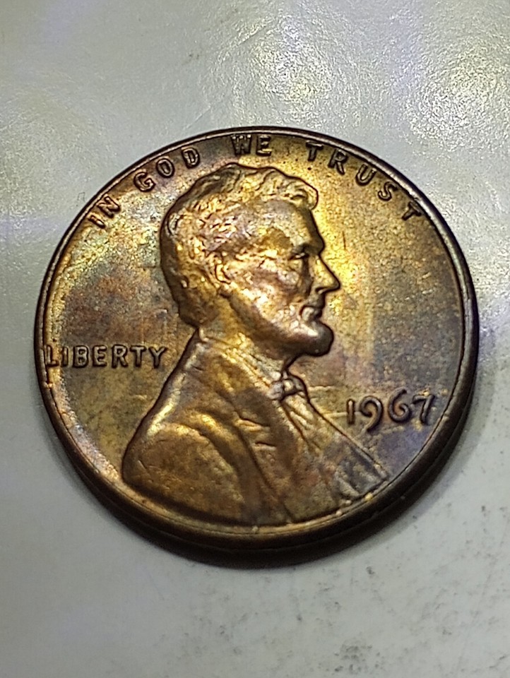 Beautiful 1967 Lincoln Cent Die Clash Error Rainbow Toned AU #96 | eBay