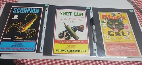 Vtg Large Labels Fireworks Lot Scorpion Shot Gun Black Cat 10 By 6 Inch ...