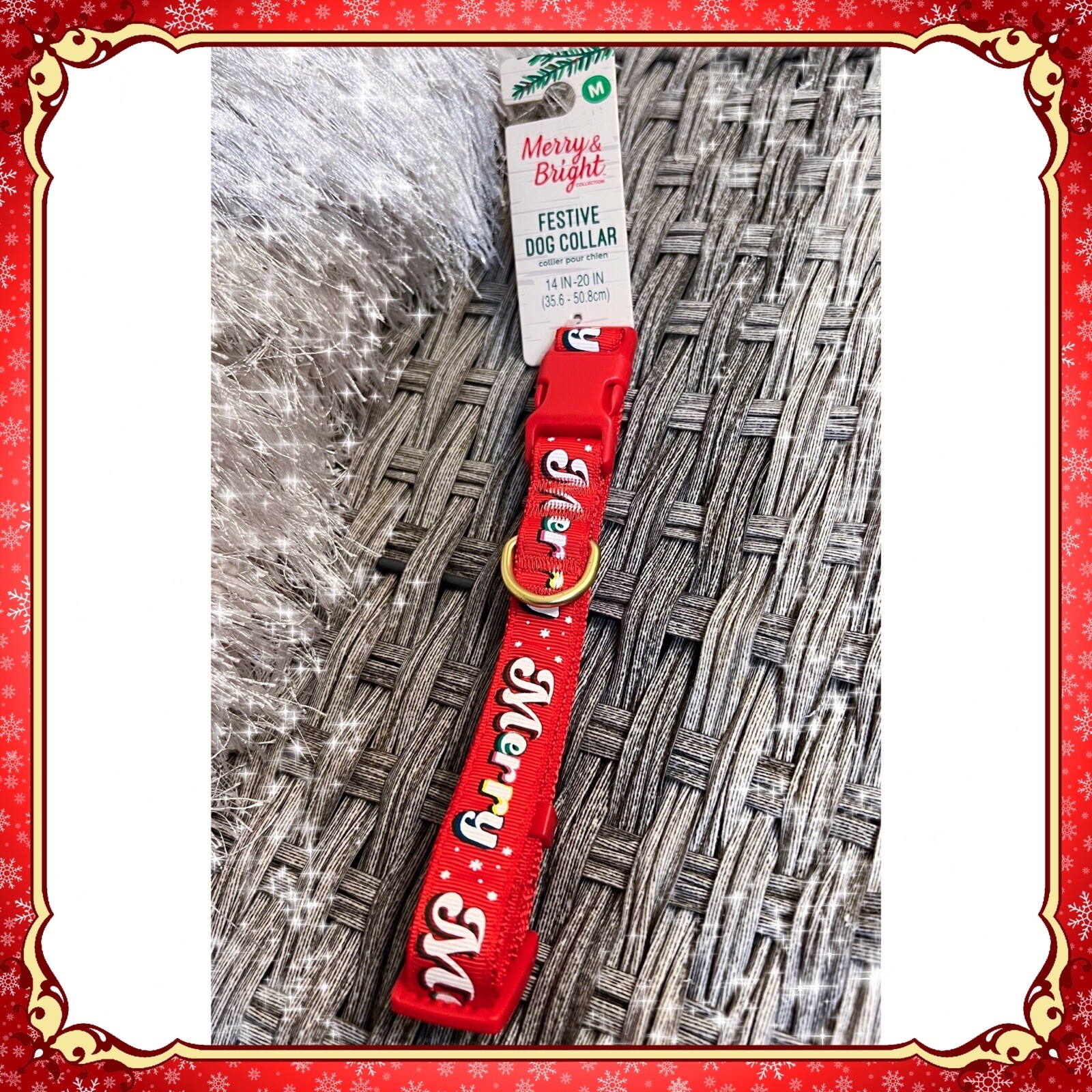M Petsmart Santa Red & White Holiday Dog Collar Gold Merry Christmas ...