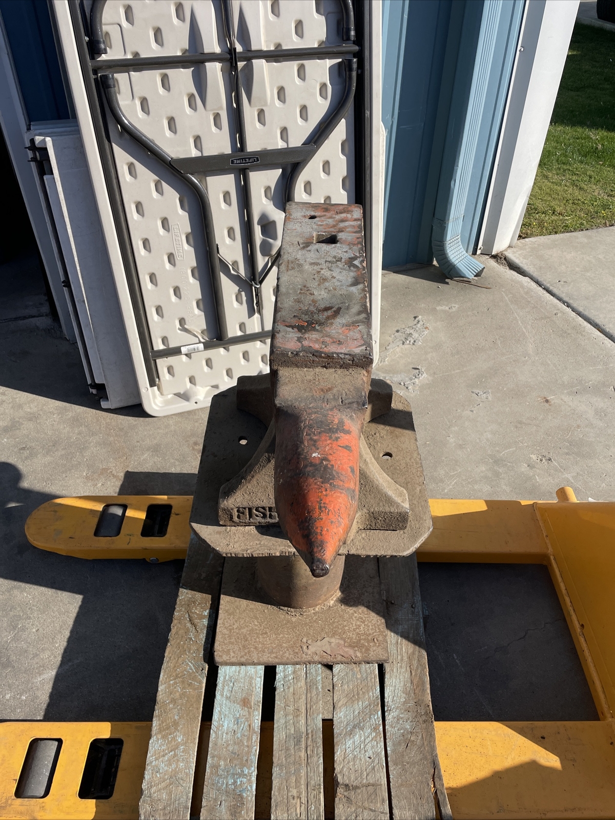 Antique Large Heavy SHOP SIZE 400 lb. ? FISHER BLACKSMITH ANVIL | eBay