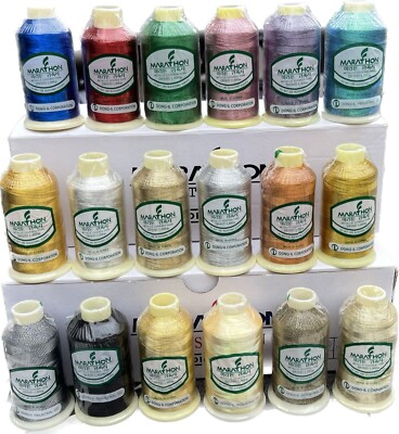 Marathon Metallic Embroidery Machine Thread 1000m spool selection of ...