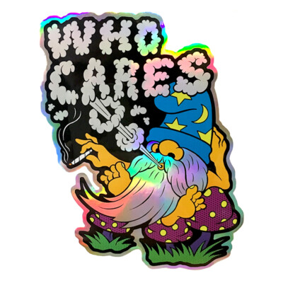 Who Cares Wizard Smoking 420 Marijuana Mushroom Sticker LSD MDMA Prism ...