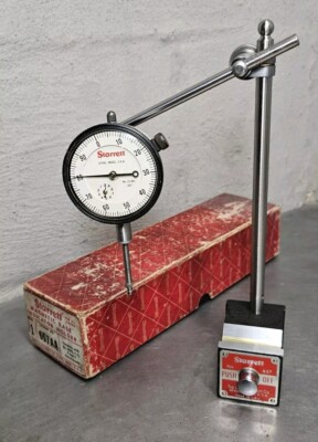 Starrett No. 657AA magnetic base with a No. 25-441 1" dial indicator ...