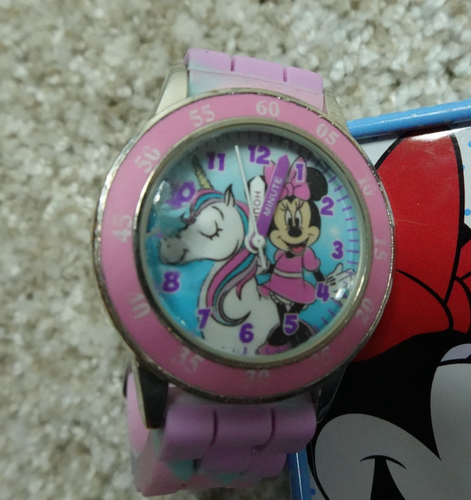 Disney Watch Girls Pink Blue Silicone Minnie Mouse Unicorn Analog ...