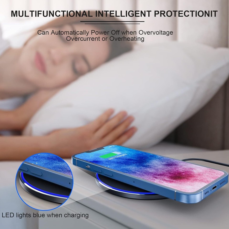 Wireless Fast Charger Charging Pad Dock for Samsung iPhone Android Cell ...