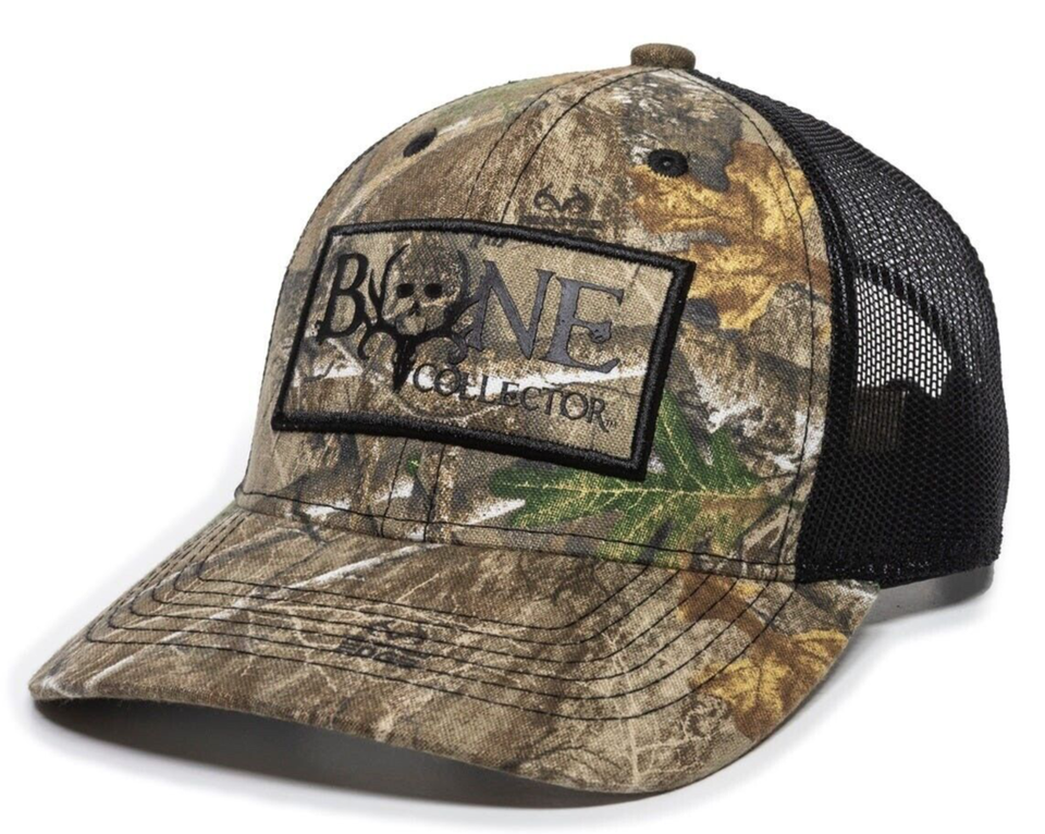 REALTREE EDGE CAMO BONE COLLECTOR ANTLER LOGO MESH TRUCKER SNAPBACK HAT ...