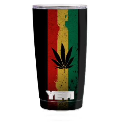 Skin Decal for Yeti 20 oz Rambler Tumbler Cup / Rasta Weed Pot Leaf Red ...