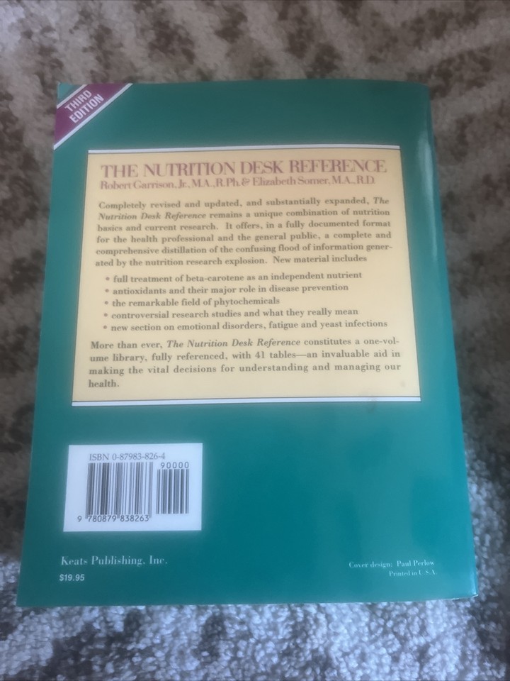 The Nutrition Desk Reference - Hardcover By Garrison, Robert H ...