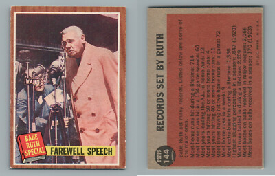 1962 Topps # 144 Babe Ruth Farewell Speech New York Yankees (vg+) | eBay