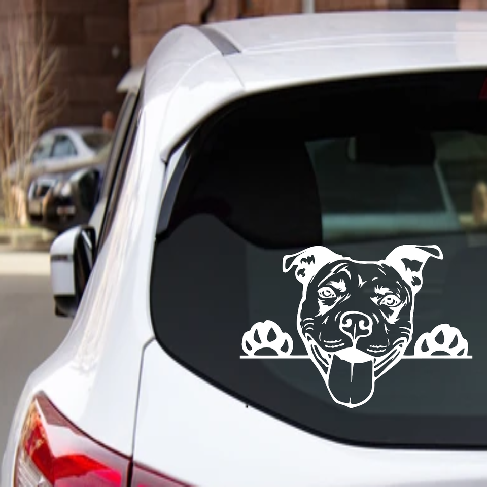 Peeking Pit Bull Pitbull Decal Stickers Dog Puppy Car Window Vinyl 22 ...