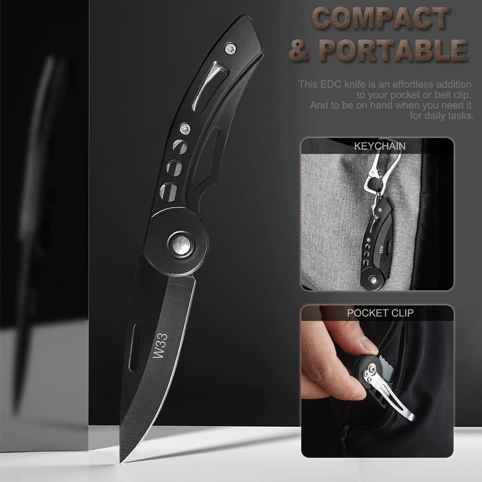 Folding Pocket Knife for Men, Small Keychain Knife with Clip, Stainless ...