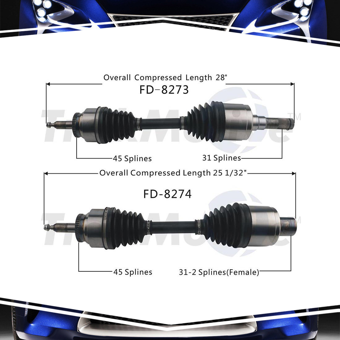 Cv Axle Joint Assembly 2X Front Pair fits 10-14 Ford F-150 SVT Raptor ...