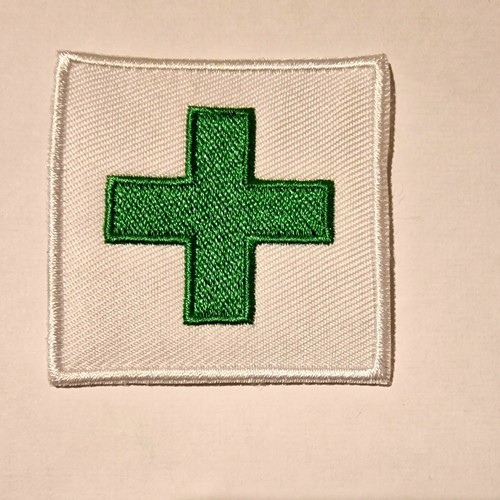 First Aid Cross GREEN Embroidered Iron Sew On Cloth Patch Medical Badge ...