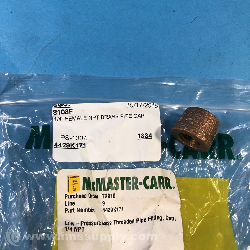 McMaster-Carr 4429K171 Brass Pipe Cap FNFP | eBay