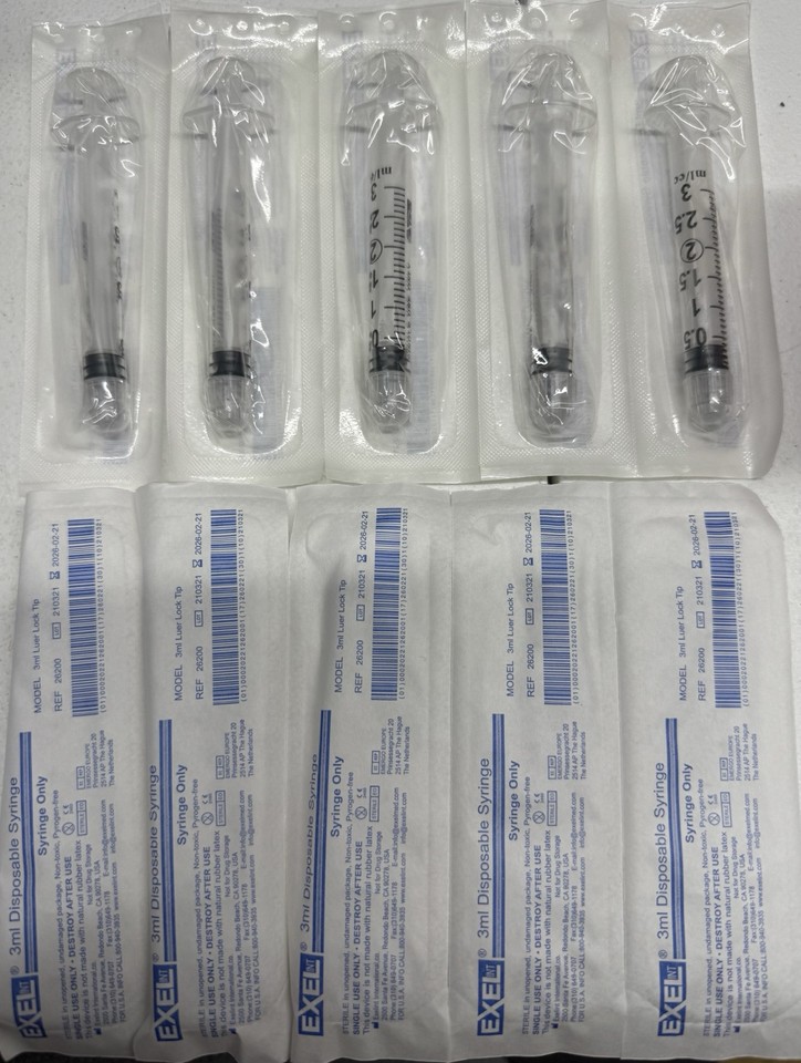 Exel 3ml (3cc) Luer Lock Syringe, 100/Box, 26200 | eBay