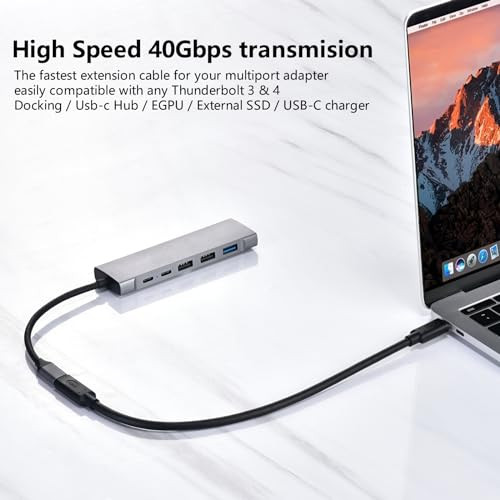 3FT Thunderbolt 4 Extension Cable, USB Type C Flexible TPU Fast Charge ...