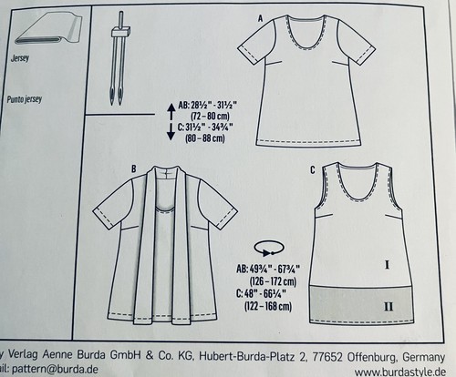 Burda 7098 Misses Flowy T-Shirt w/Sleeve Variations & Jacket Plus SZ 18 ...