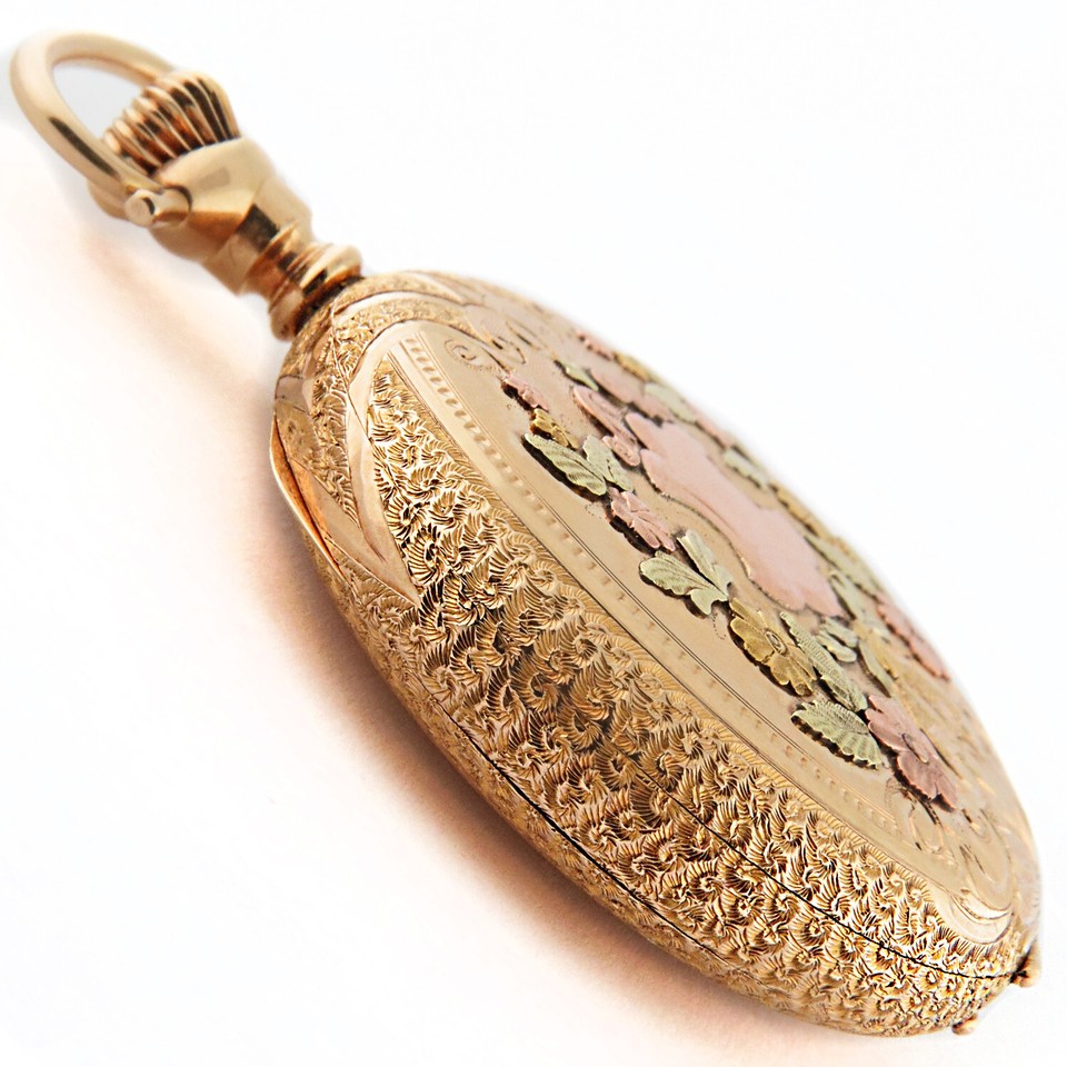 Elgin 16s 14K Gold Multi-Color Hunter HC Great White Fleet Pocket Watch ...