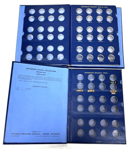 Lot of 2 Official Whitman Blue Coin Albums Jefferson Nickels 1938-1964 ...
