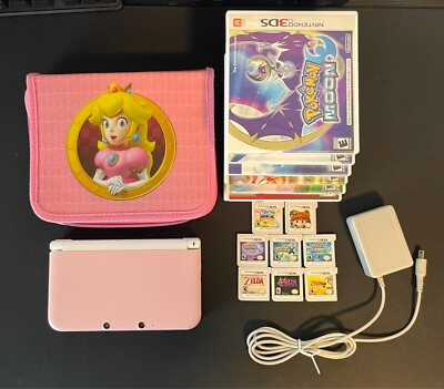 Nintendo 3DS XL pink and white excellent 8 games with charger stylus ...