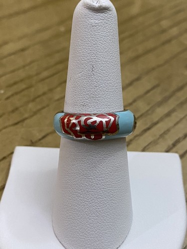 Alan K Designer Signed Sterling Silver 925 Multi Color Enameled RING Sz ...