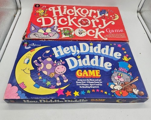 2 VTG Nursery Rhyme Board Game Hickory Dickory Dock Hey DIDDLE DIDDLE ...