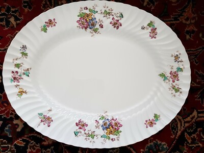MINTON VERMONT TURKEY PLATTER S-365 MINT MADE IN ENGLAND FLOWERS& GOLD ...