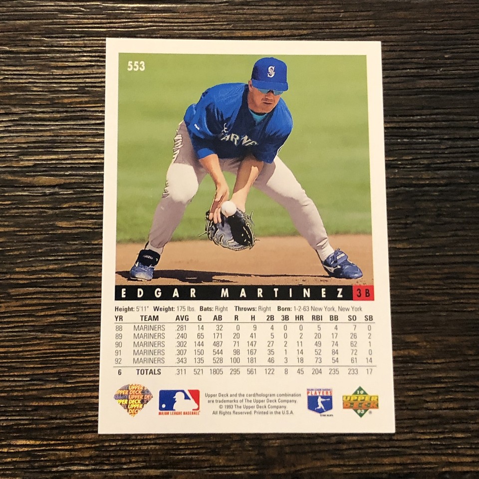 Edgar Martinez Card 1993 Upper Deck #553 Seattle Mariners | eBay