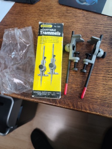 GENERAL NO. 523 ADJUSTABLE TRAMMEL POINT SET VINTAGE NOS MADE IN USA | eBay