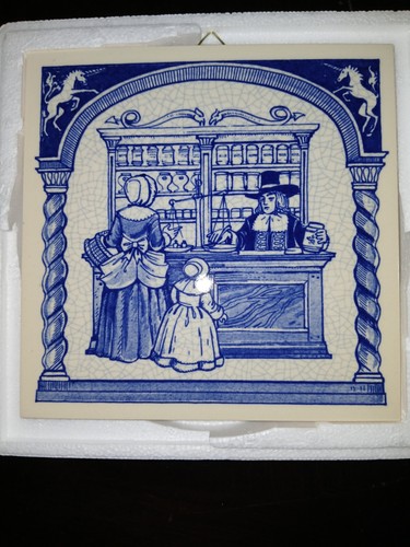Blue Delft Holland Pill Tile APOTHECARY SHOP BW-1051 September 1988 | eBay