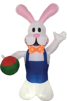 Inflatable Airblown Easter Bunny With Egg 7 Ft White Rabbit Yard Decor ...