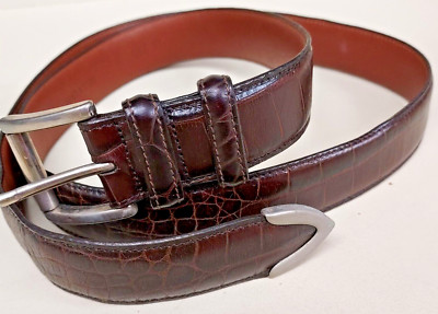 Vintage Handmade Belt - Bella Croc - Leather Skin Crook Horn USA Men 38 ...