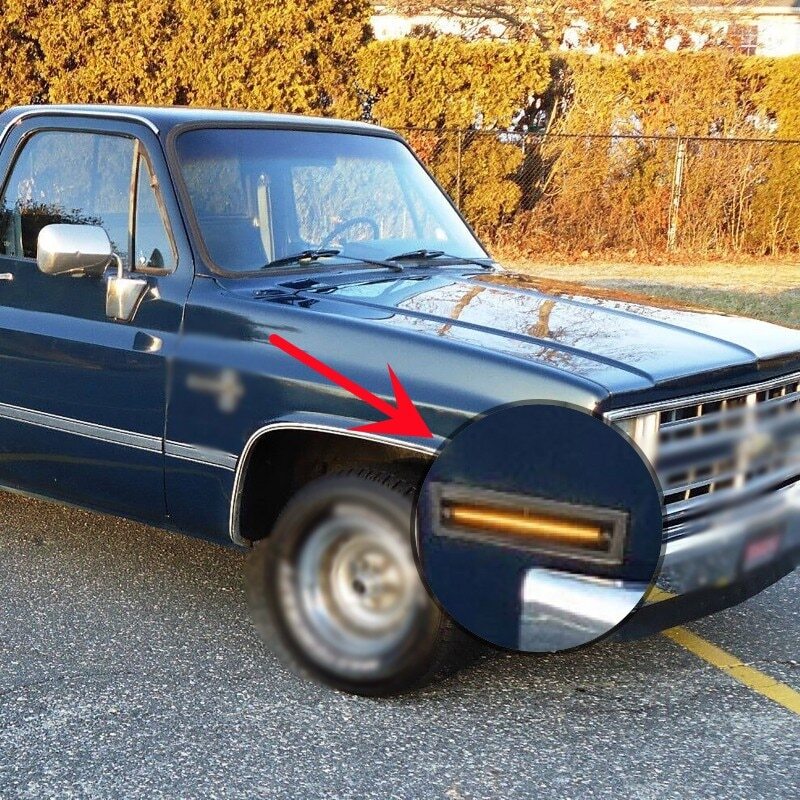 2PCS Dynamic Len Amber LED Side Marker Light For Chevrolet 81-91 C10 ...