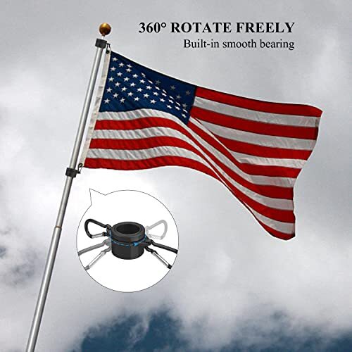 2 Pack Aluminum Alloy Flag Pole Rings, 360 Degree Rotating Flagpole ...