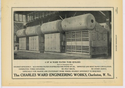 1920 Charles Ward Engineering Works Ad: Water Tube Boilers for US Ship ...