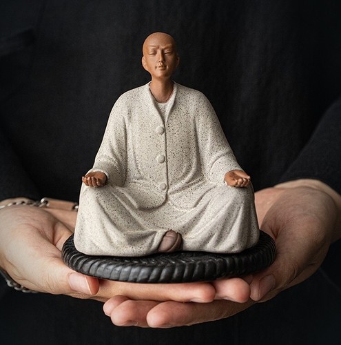 New Chinese Porcelain Meditation Monk Statue Buddha Buddhism Zen Figure ...