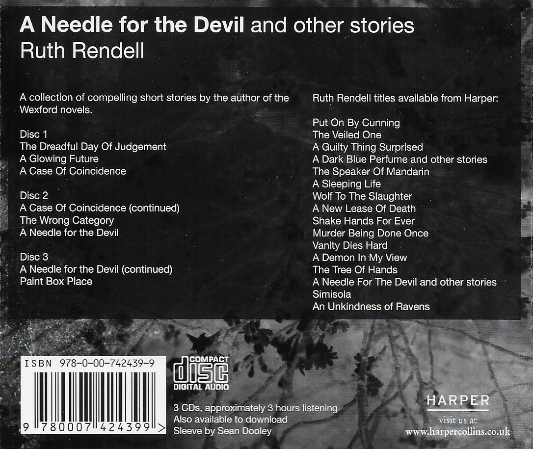 RUTH RENDELL - 3 CD Audio Books - Rottweiler, Vanity Dies Hard, Needle ...