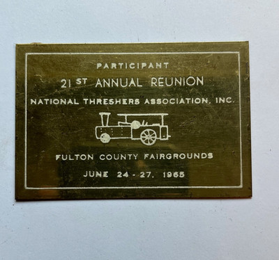 National Threshers Association 1965 Participant Plaque Wauseon Ohio | eBay