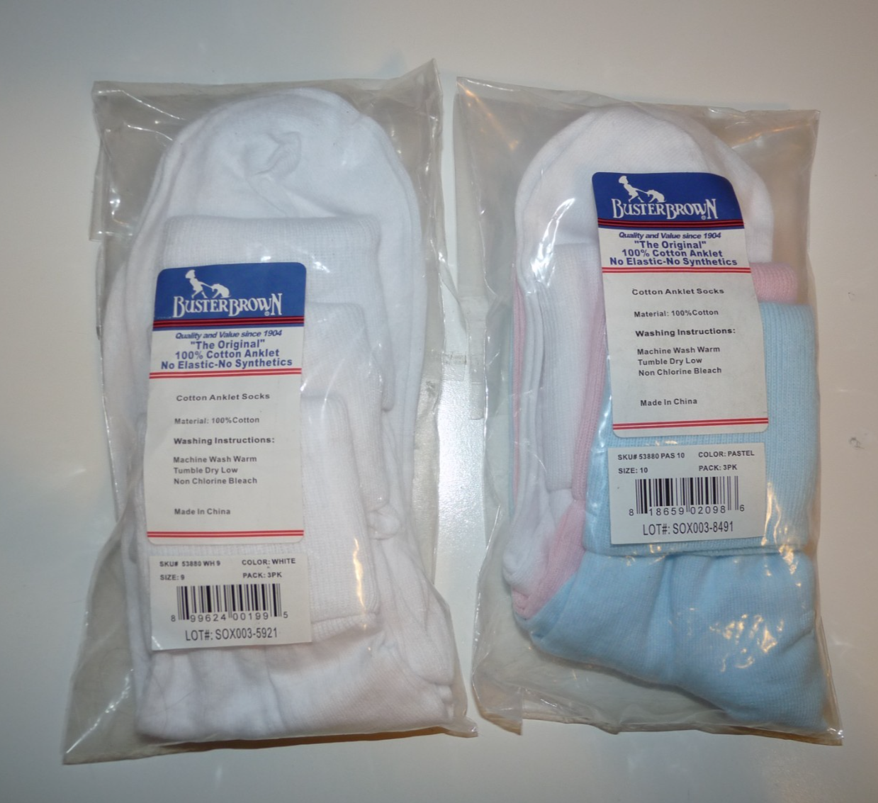 6 Pairs of Buster Brown Women's 100% Cotton Socks Fold Over Bobby sz 10 ...