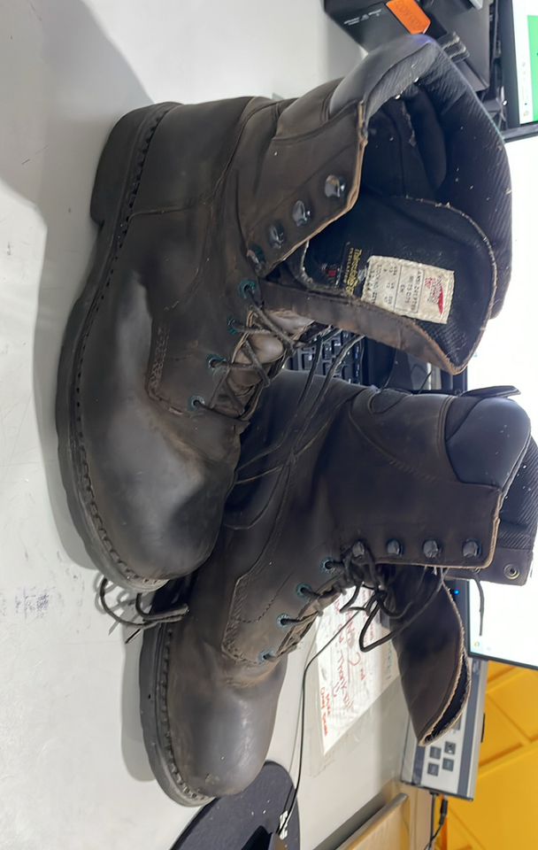 Vintage Red Wing Leather Steel Toe Work Boots ANSI Z41 PT99 MI/75 C75 ...