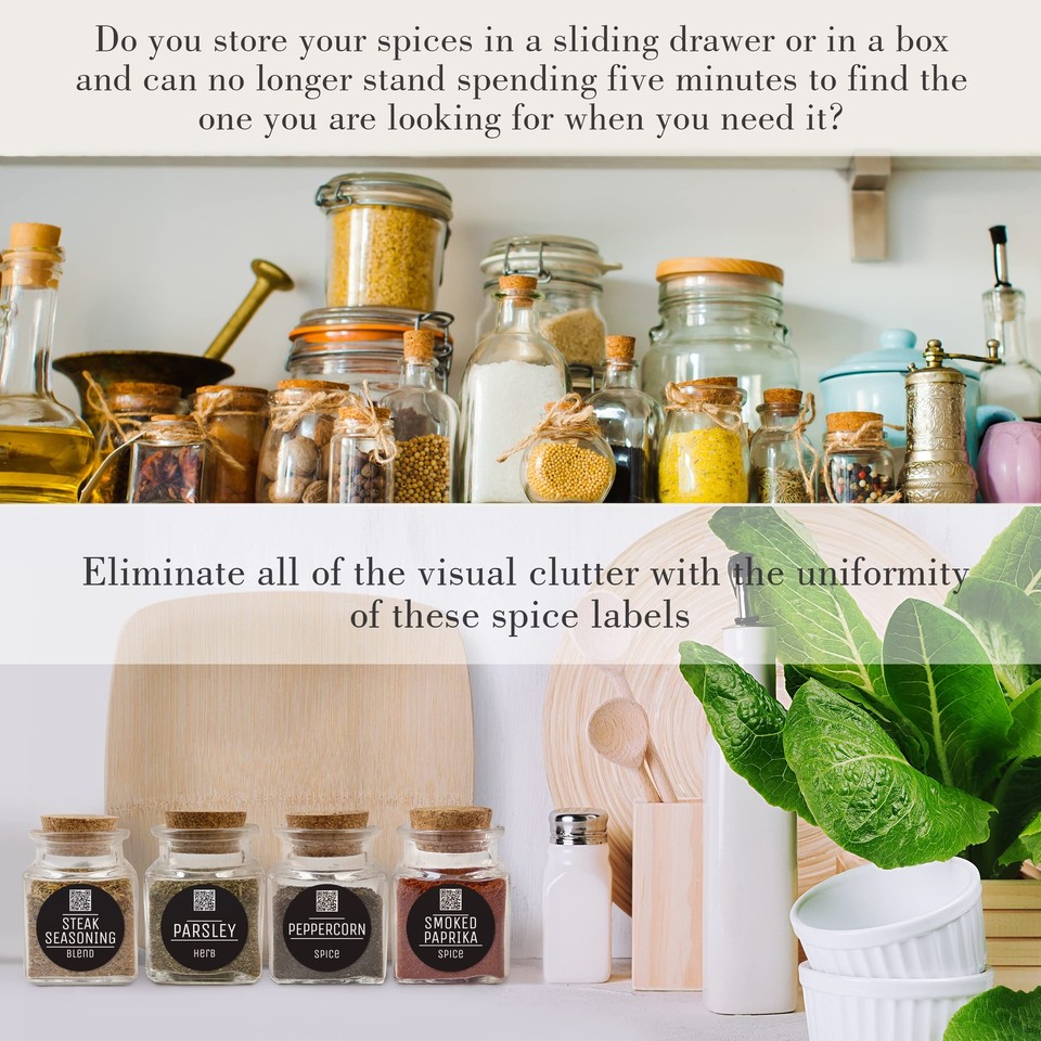 Spices Jar Labels Preprinted - 120 pcs Minimalist Spice Labels Stickers ...