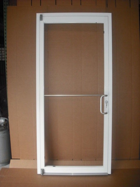 Single Glass Storefront Door Aluminium Single Door Double Glazed With