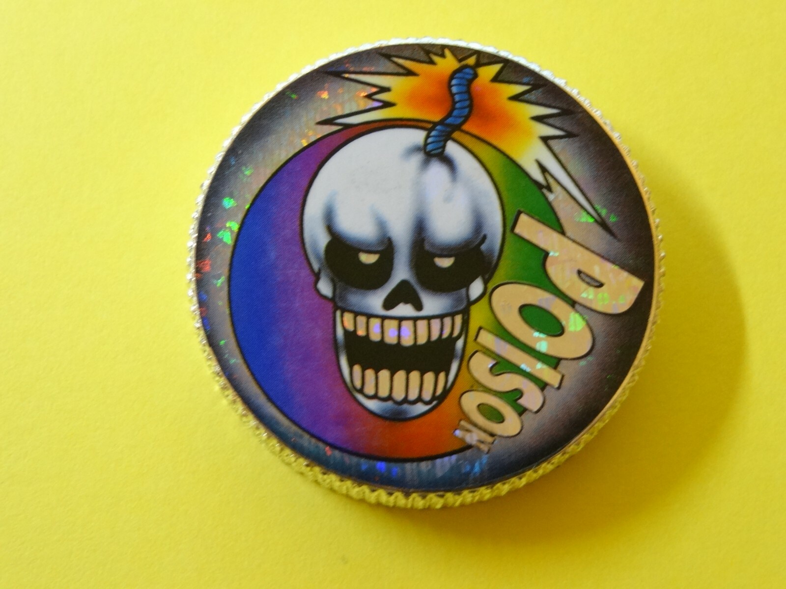Pogs * 1 ONE Silver Brass Slammer * SPINNER * SKull Poison | eBay