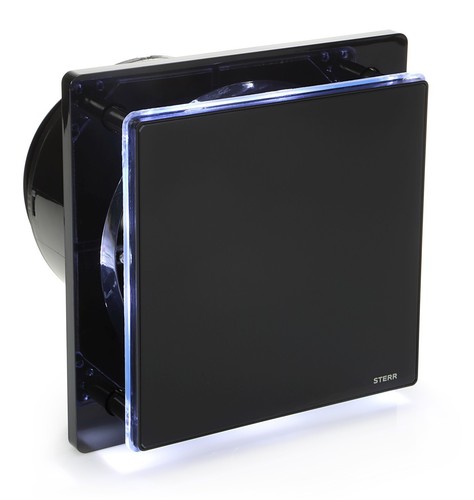 STERR – Black Bathroom Extractor Fan with Glass Front with LED ...